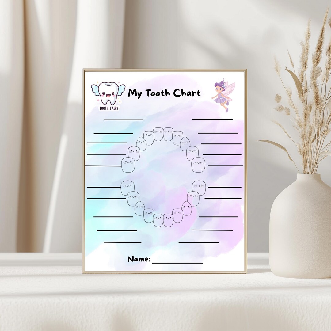 Printable Tooth Fairy Chart: Baby Teeth Tracker Keepsake (digital ...