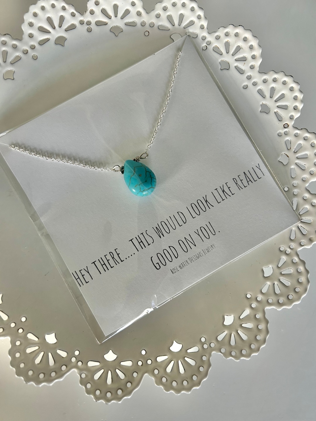 Turquoise Teardrop Necklace, Turquoise Necklace, Boho Necklace ...