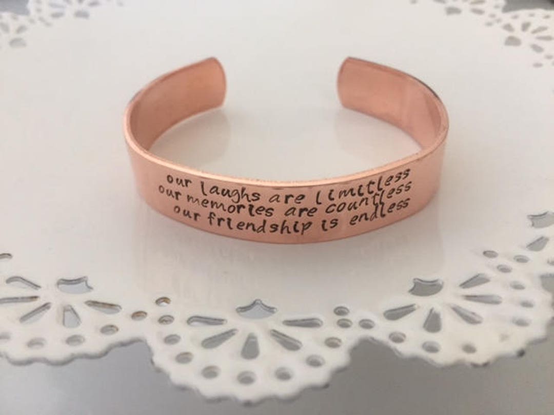 Stamped Friendship Quote Cuff Bracelet - Etsy