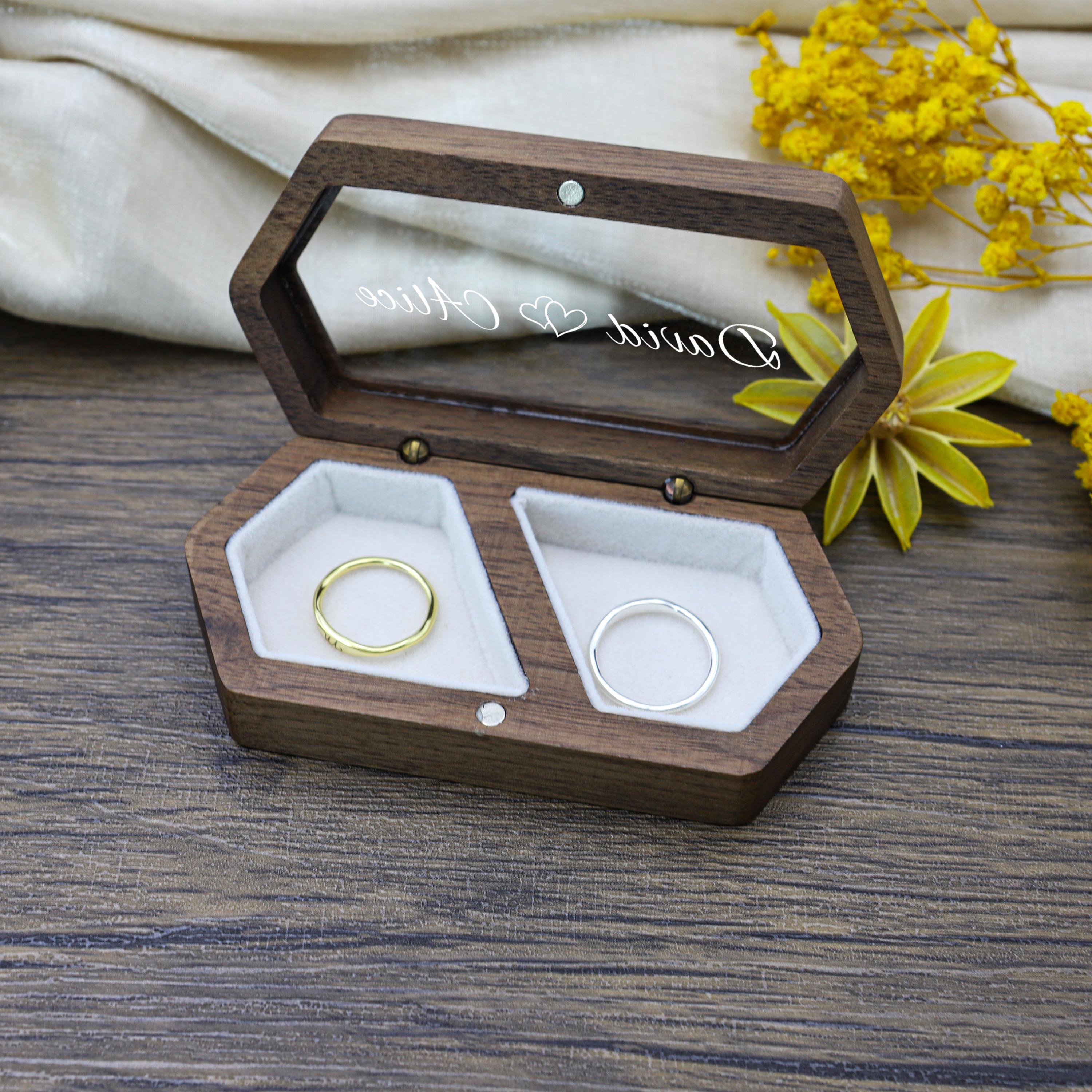 Personalized Wooden Wedding Ring Box,double Slot Wedding Ring Box ...