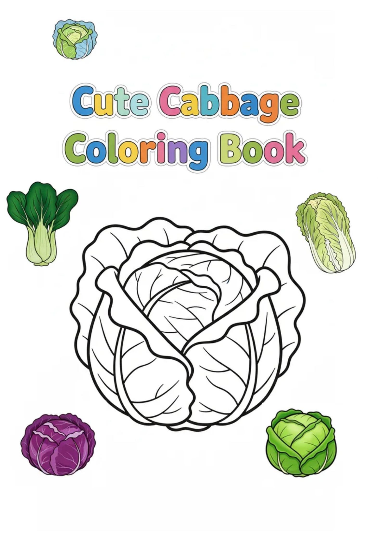 Vegetable Coloring Pages for Kids | Different Cabbage Types | Easy ...