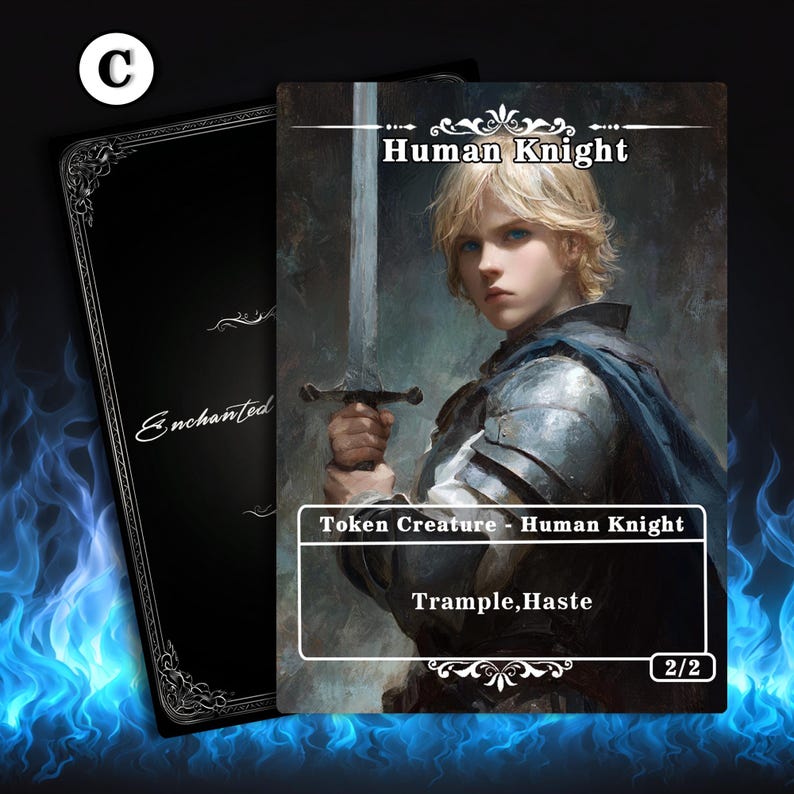 Full Art Human Knight Token: Custom Full Art TCG, Token for Mtg - Etsy