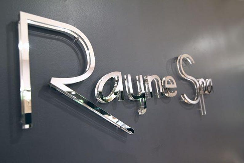 Laser Cut Metal Logo on Acrylic Sign, Custom Acrylic Business Signage ...