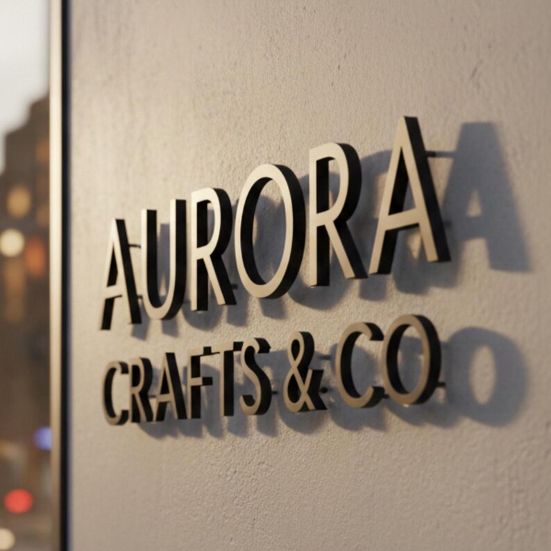Laser Cut Out Raised Metal Logo | Mirror Steel Gold Floating Sign ...