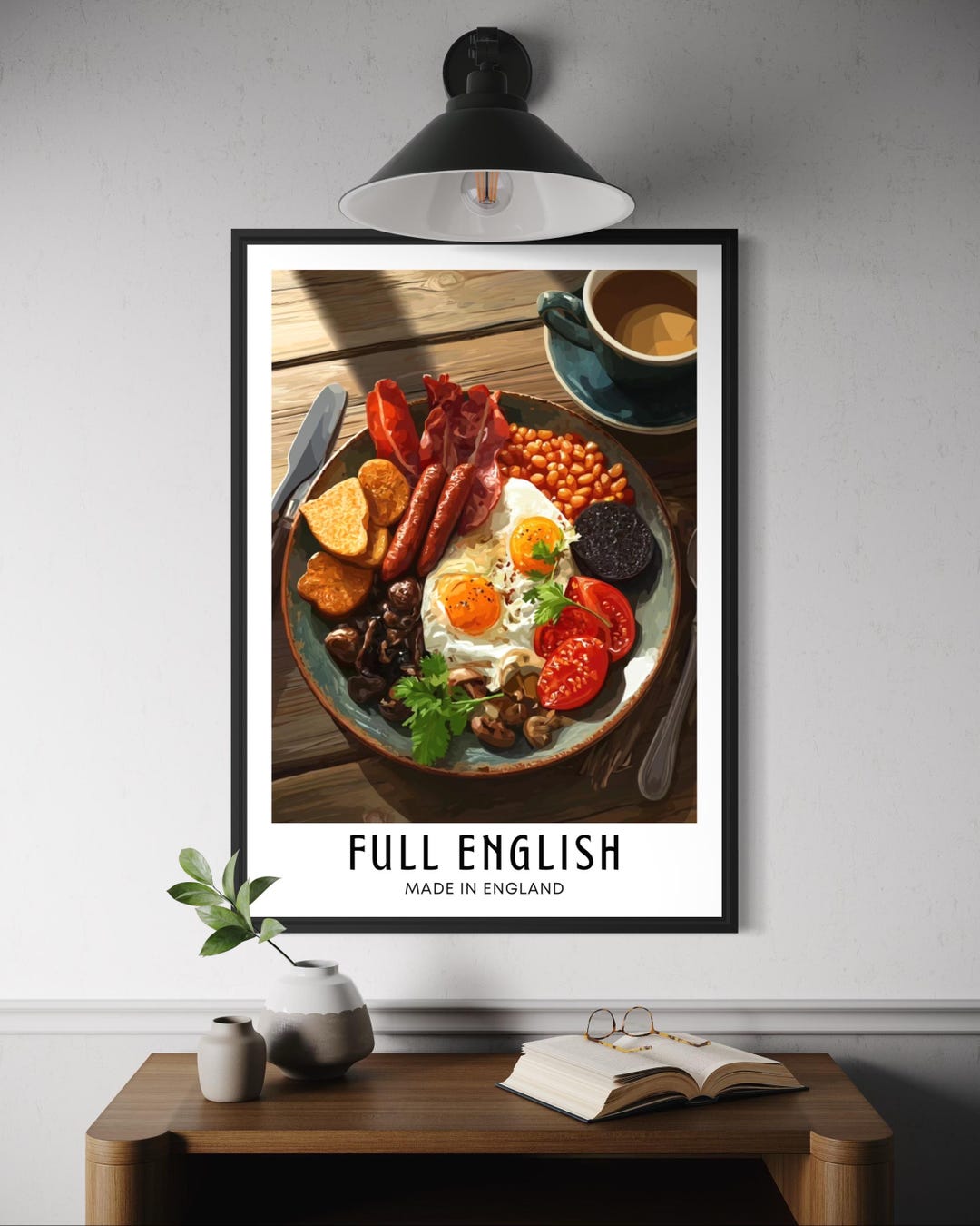 Full English Breakfast Poster - Fry up Wall Art, British Kitchen Decor ...