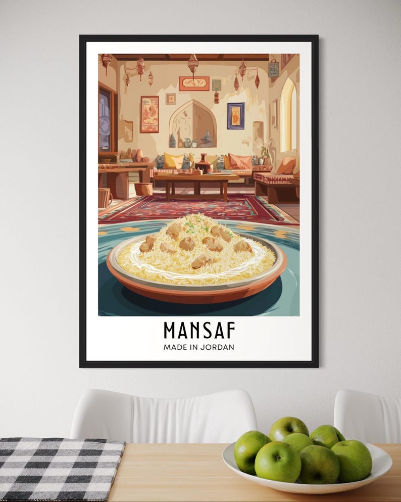 Mansaf Jordanian Dish Poster - Traditional Middle Eastern Food Wall Art ...