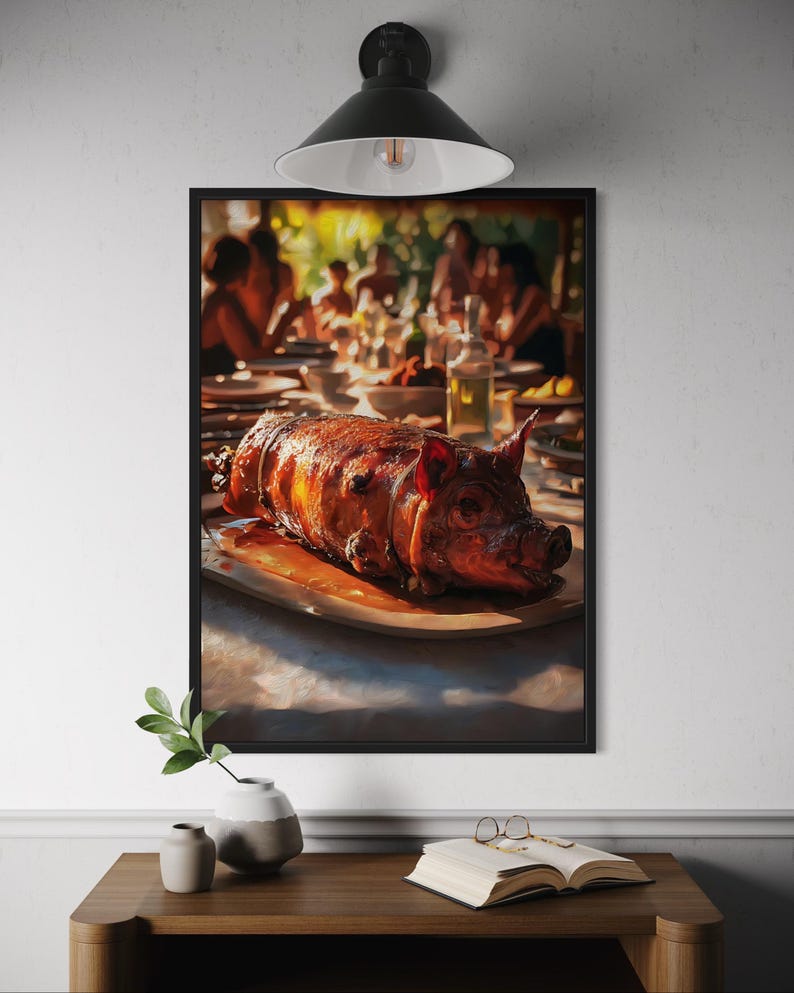 Filipino Lechon Feast Poster - Roasted Pig Art, Family Gathering Wall ...