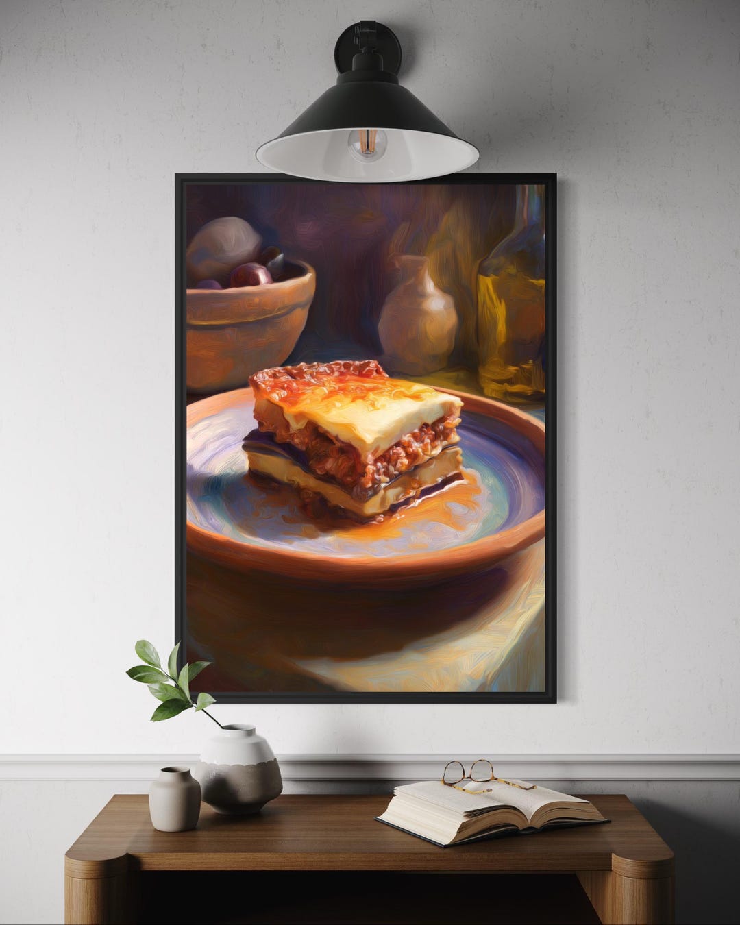 Moussaka Greek Food Art Print - Traditional Eggplant Dish Painting ...
