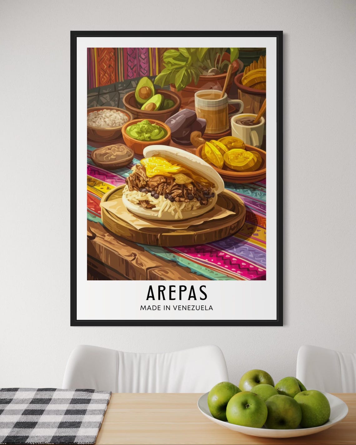 Arepas Poster - Venezuelan Food Wall Art, Colombian Food Art, Kitchen ...