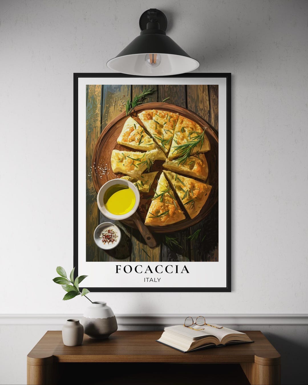 Focaccia Italian Bread Poster - Rustic Food Wall Art, Italian Kitchen ...