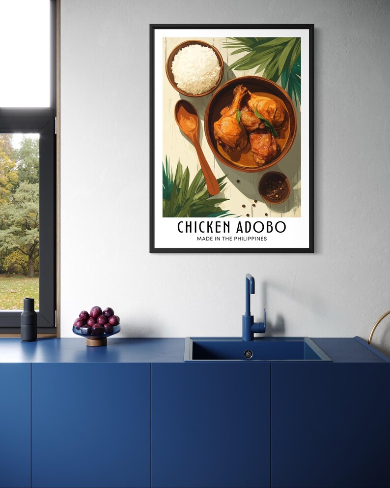 Chicken Adobo Filipino Dish Art Print - Philippines Food Wall Art ...