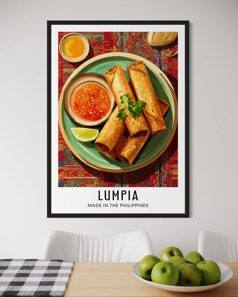 Lumpia Filipino Food Poster - Spring Roll Wall Art, Southeast Asia ...