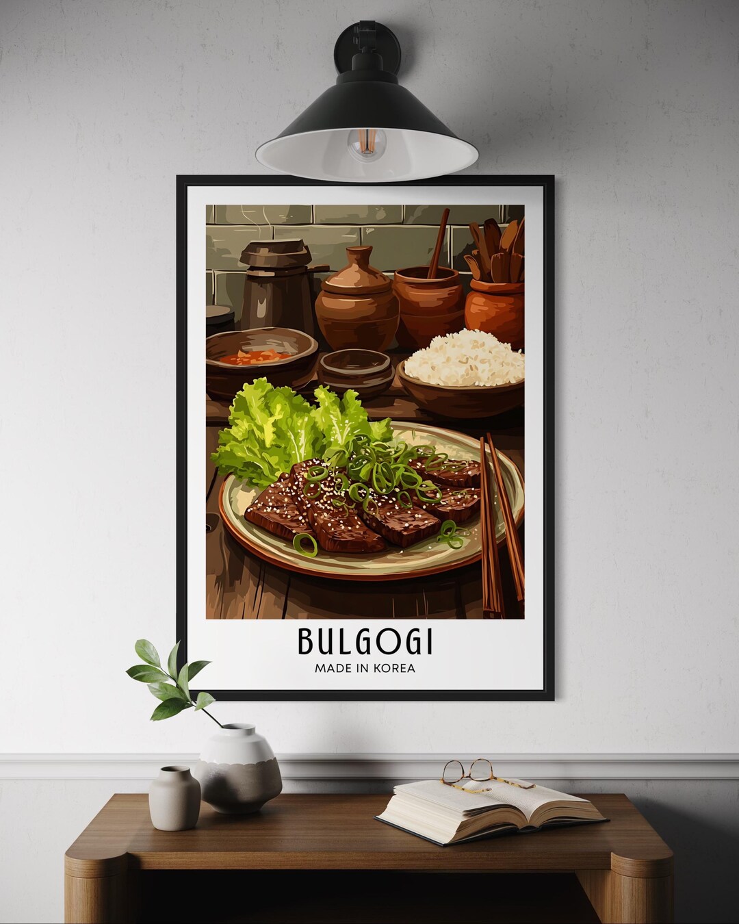 Bulgogi Korean BBQ Poster - Beef Wall Art, Korean Cuisine Illustration ...