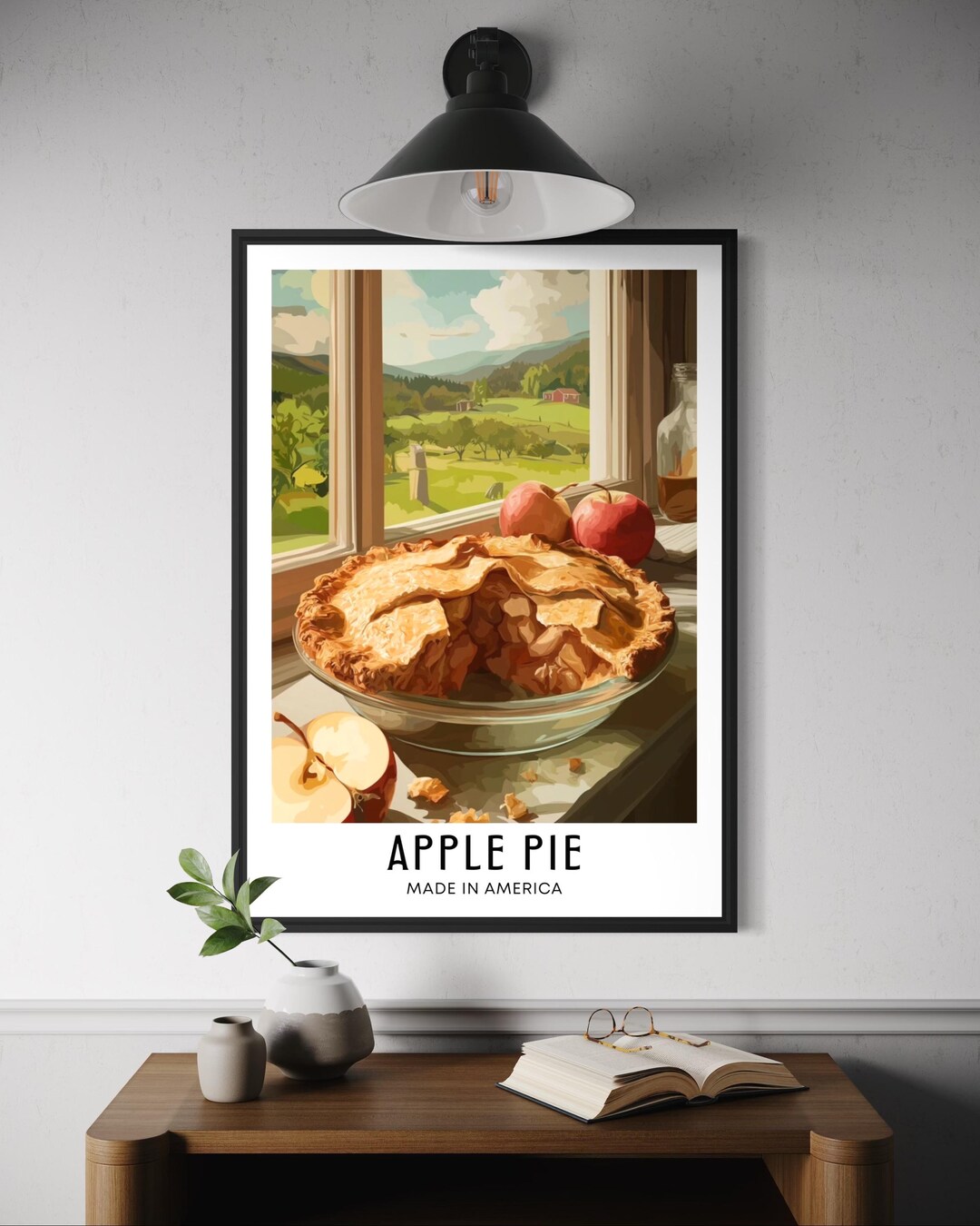 American Apple Pie Poster - Rustic America Kitchen Wall Art ...