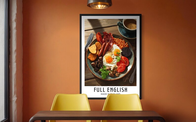 Full English Breakfast Poster - Fry up Wall Art, British Kitchen Decor ...