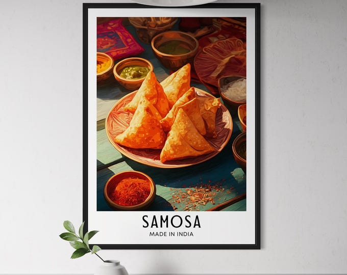Samosa Indian Street Food Print, Asian Food Print, Indian Food, Modern ...