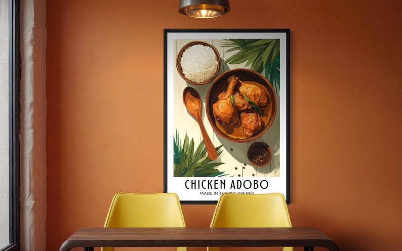 Chicken Adobo Filipino Dish Art Print - Philippines Food Wall Art ...