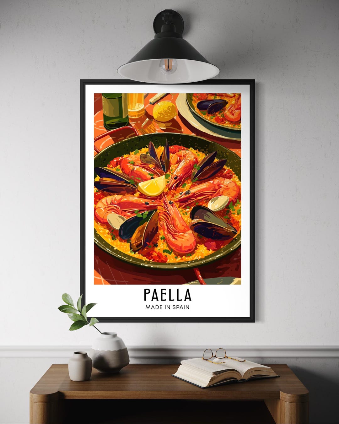 Paella Spanish Food Poster - Traditional Seafood Rice Dish Wall Art ...