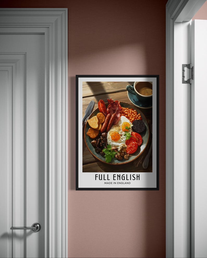 Full English Breakfast Poster - Fry up Wall Art, British Kitchen Decor ...