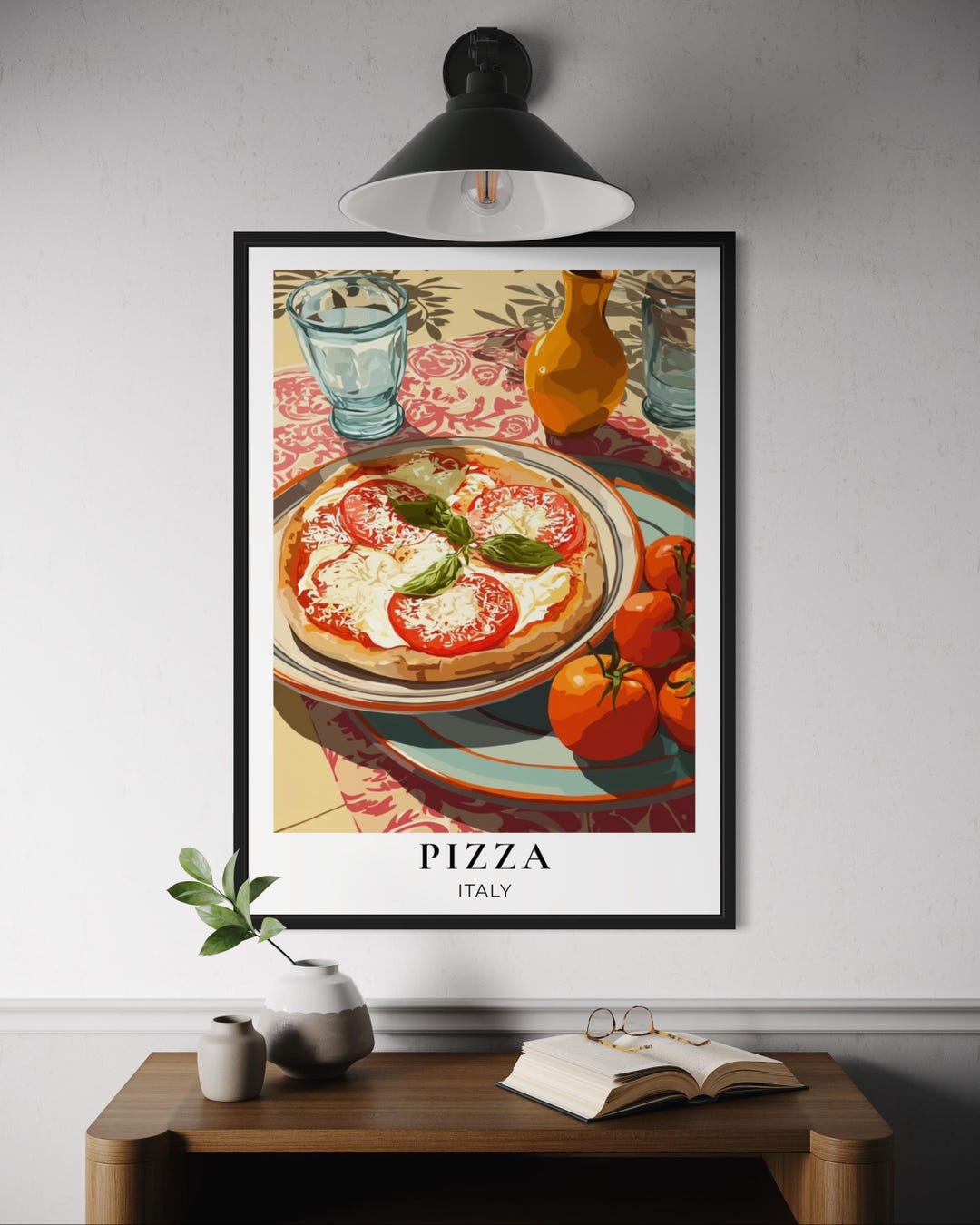 Italian Pizza Poster - Food Art Print, Kitchen Wall Decor, Margherita ...