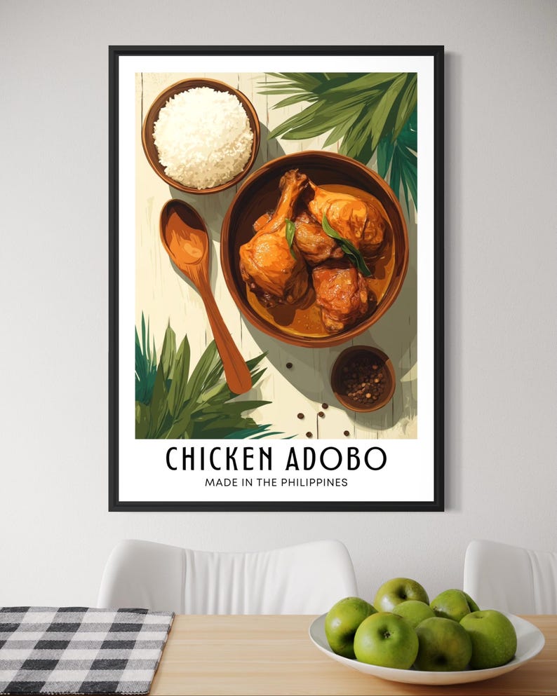 Chicken Adobo Filipino Dish Art Print - Philippines Food Wall Art ...