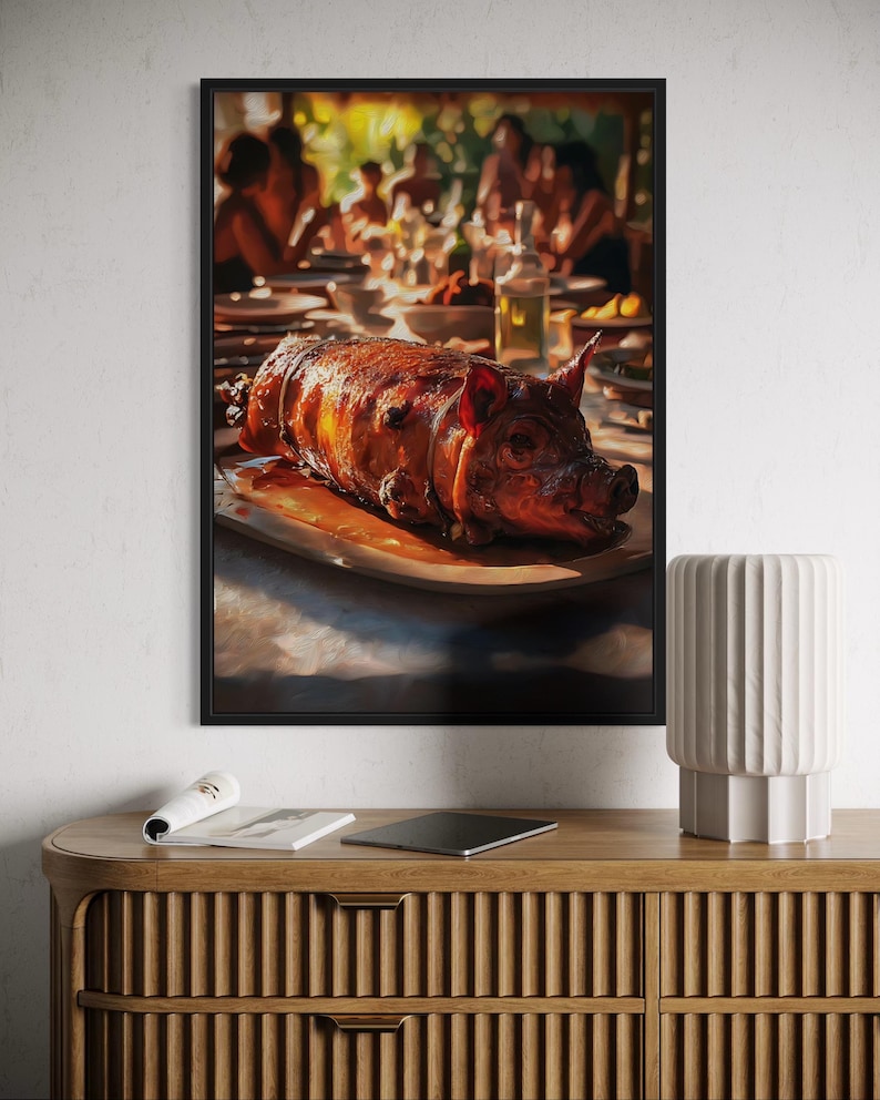 Filipino Lechon Feast Poster - Roasted Pig Art, Family Gathering Wall ...