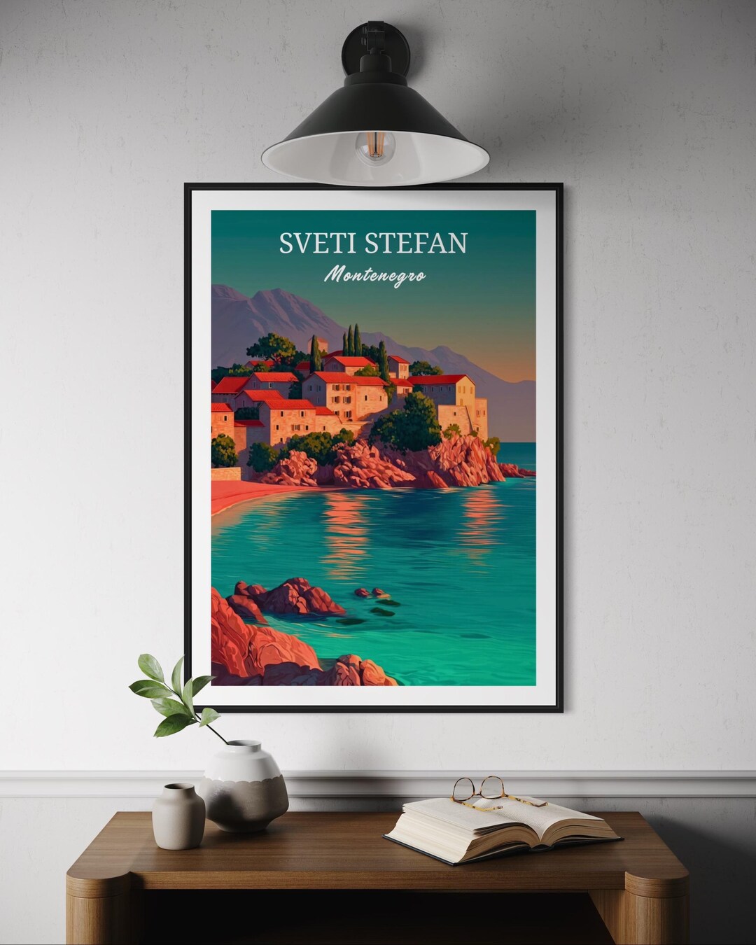Sveti Stefan Montenegro Poster - Adriatic Island Wall Art, Coastal ...