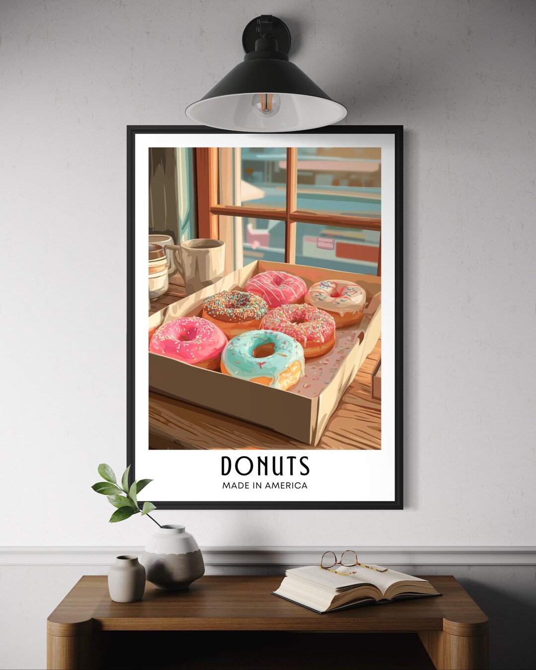 American Donuts Poster - Doughnut Print, Kitchen Decor, Donut Poster ...