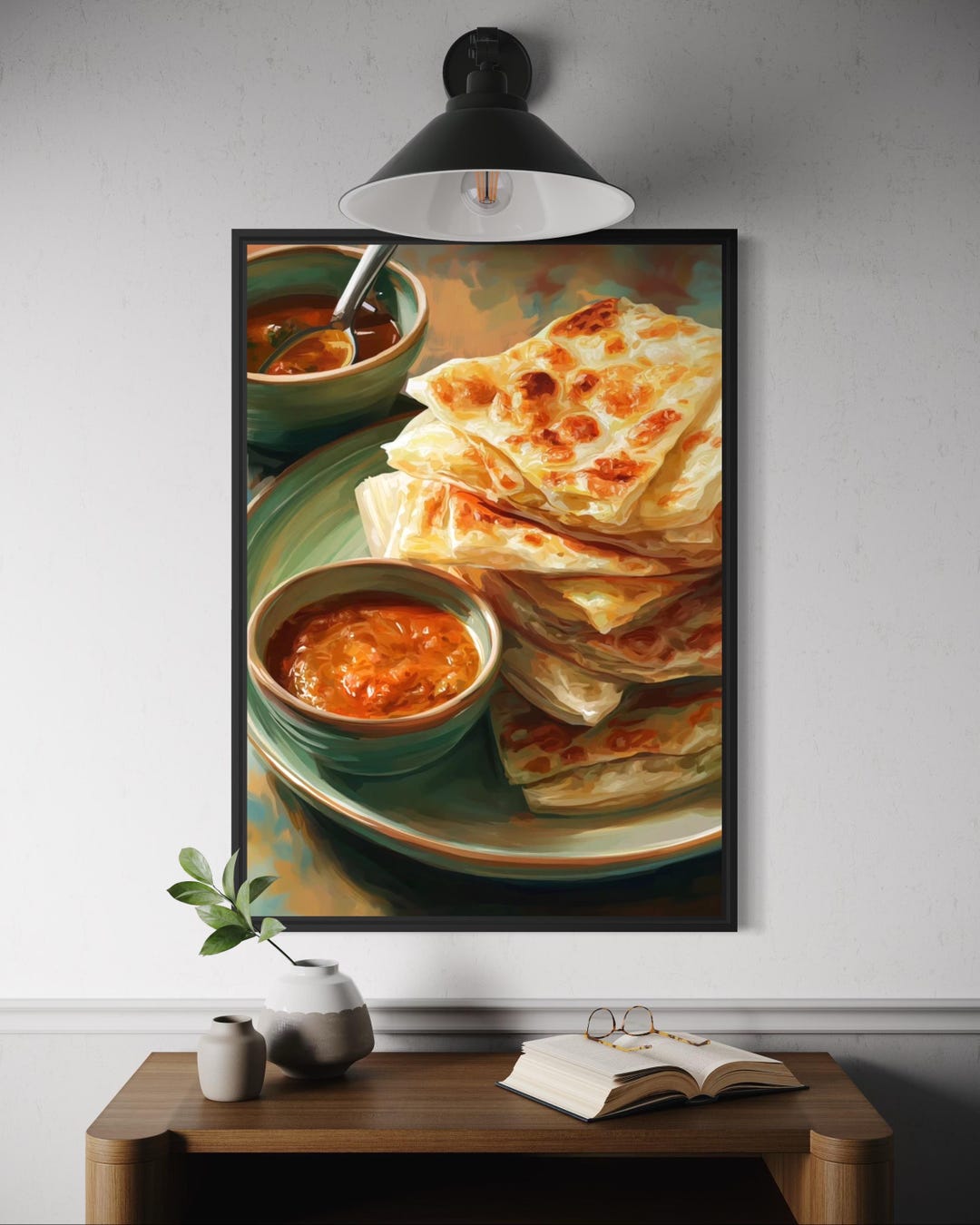 Roti Canai Malaysian Food Art Print - Flatbread Painting, Southeast ...