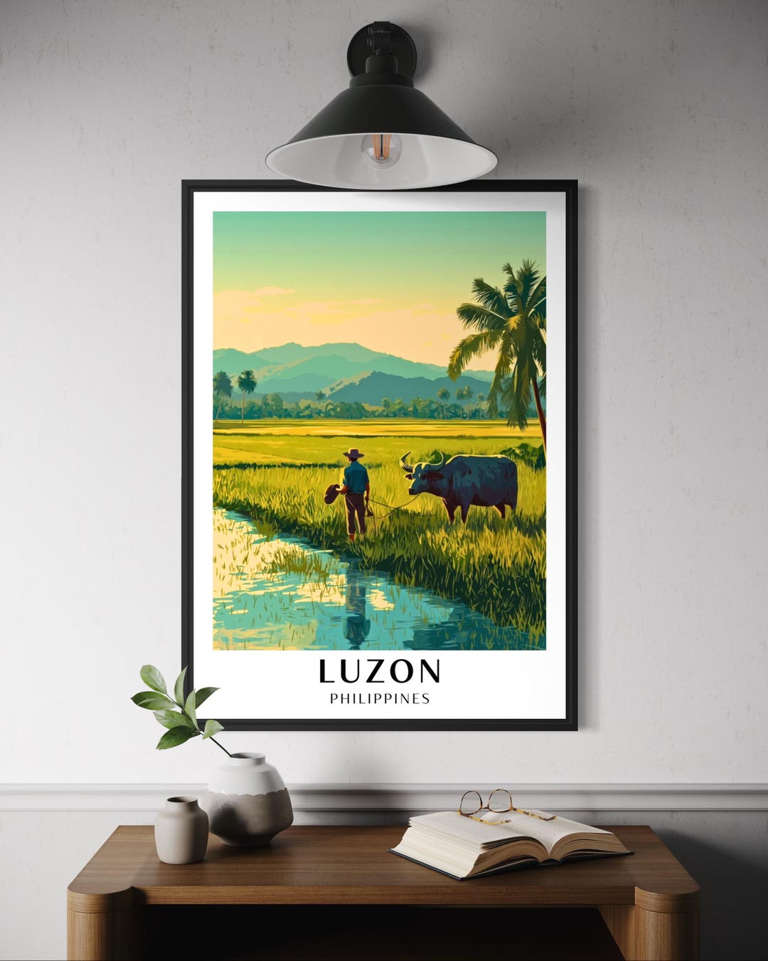 Luzon Rice Field Poster - Philippines Travel Print, Carabao Wall Art ...