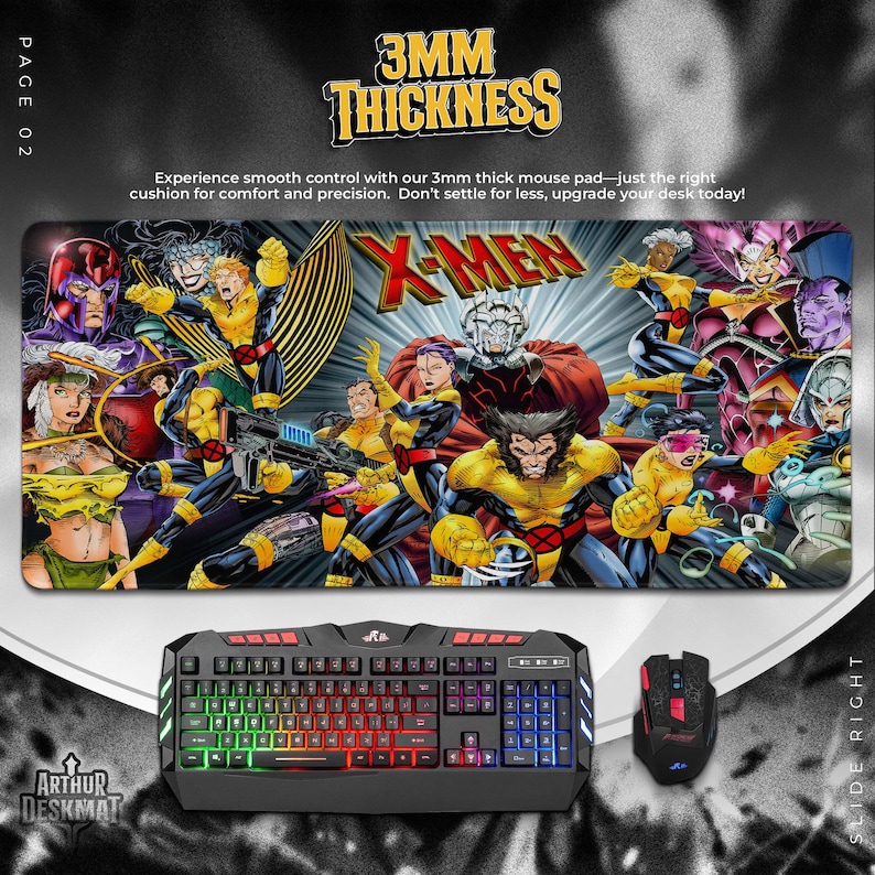 X-men Marvel Mouse Pad - Wolverine, Cyclops & Storm Comic Desk Mat ...