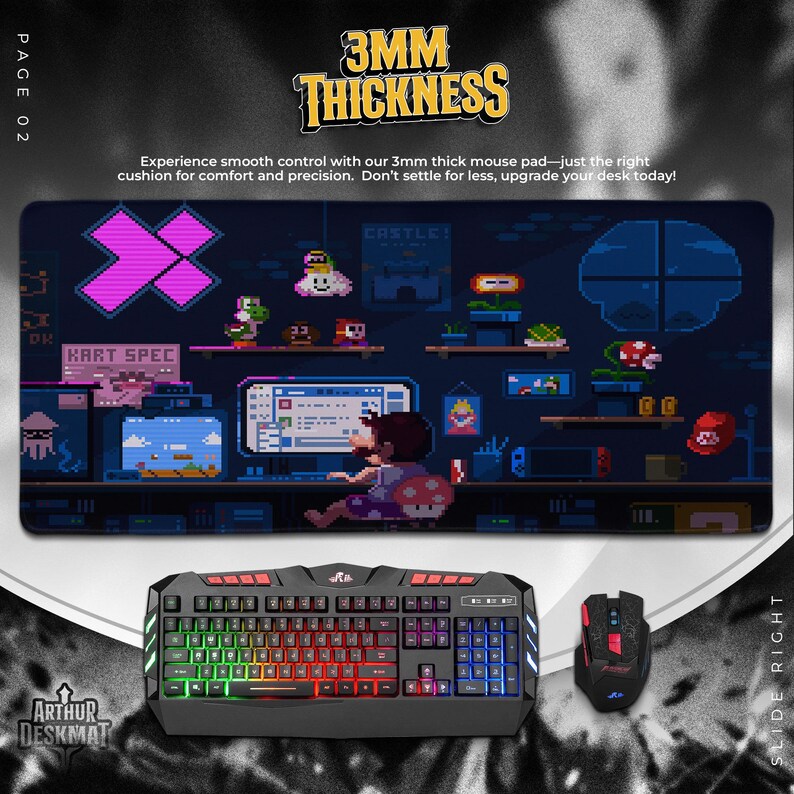 Mario Pixel Art Mouse Pad – Retro Nintendo Gaming Desk Mat - Etsy
