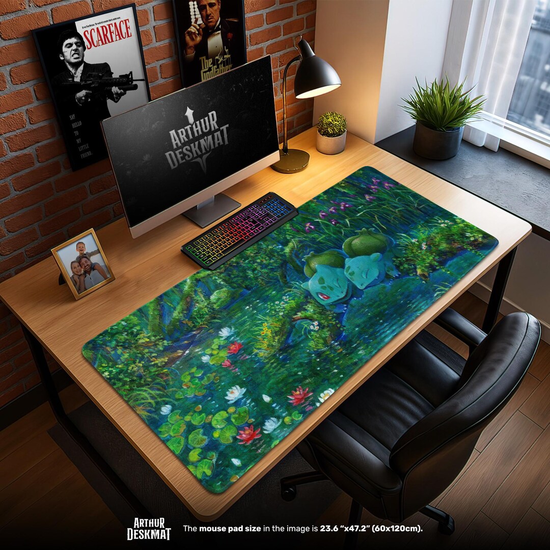 Bulbasaur Nature Pond Mouse Pad - Peaceful Pokémon Forest Scene Desk ...
