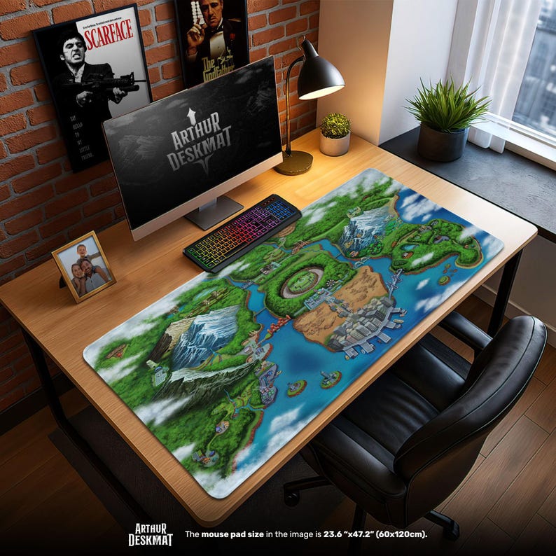 Pokémon Map Mouse Pad – Gaming Desk Mat, Anime Region Mousepad for ...