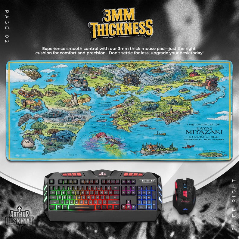 Hayao Miyazaki World Map Mouse Pad – Studio Ghibli Anime Desk Mat - Etsy