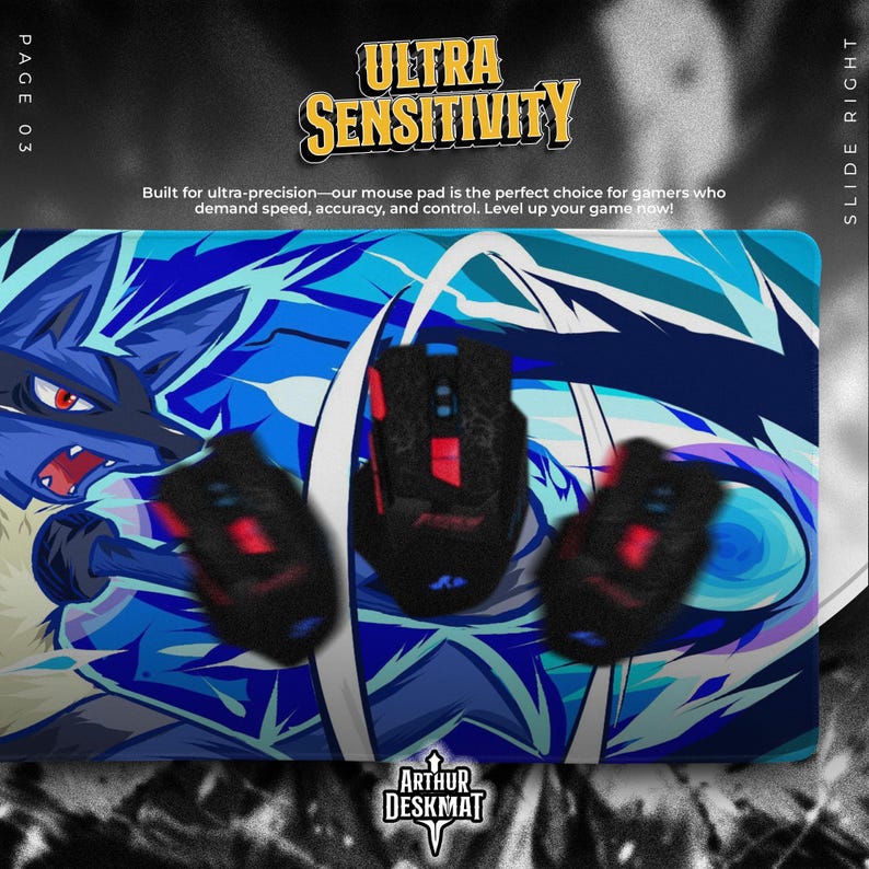 Lucario Pokemon Mouse Pad, Aura Sphere Anime Desk Mat, Fighting Type ...