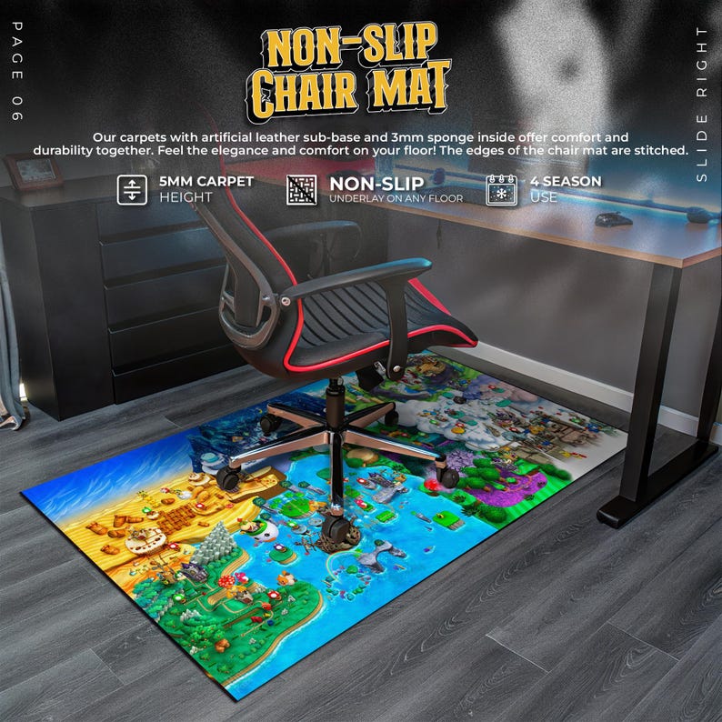 Super Mario World Map Desk Mat – Colorful Kingdom Gaming Mouse Pad - Etsy