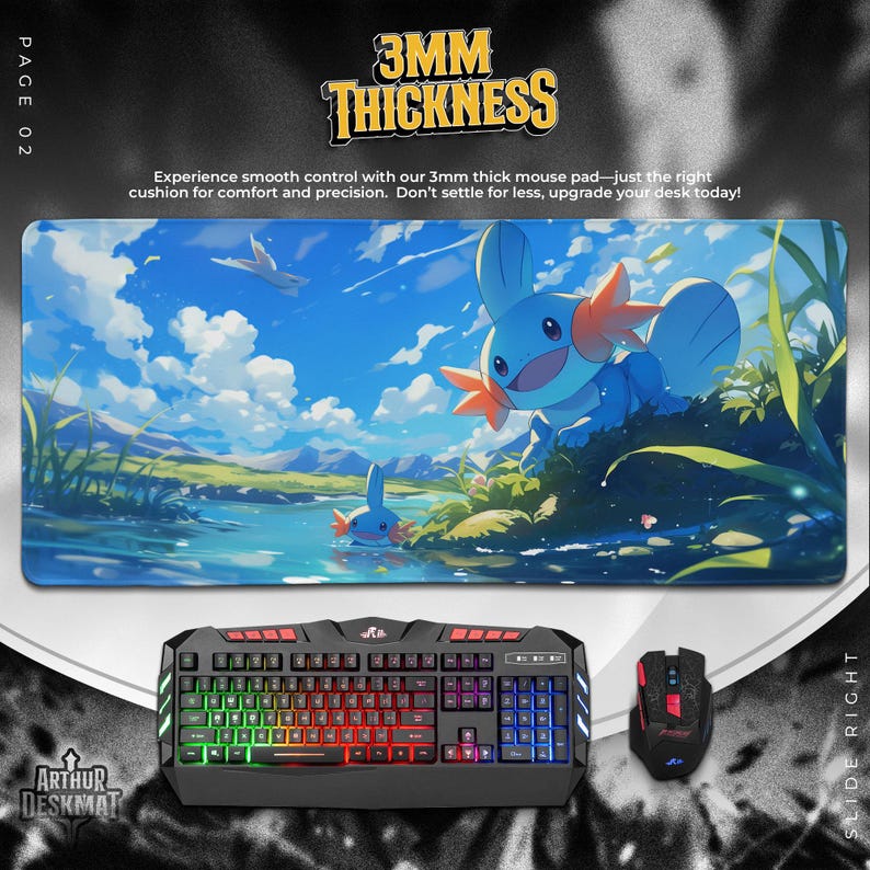 Mudkip Nature Mouse Pad - Pokemon Hoenn Starter Desk Mat, Cute Water ...
