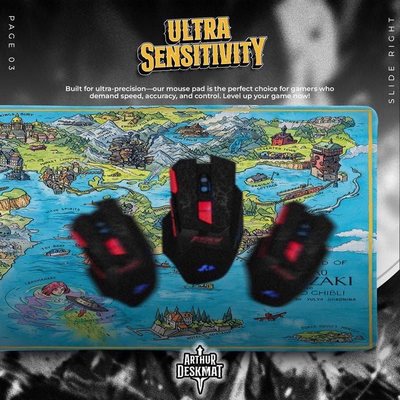 Hayao Miyazaki World Map Mouse Pad – Studio Ghibli Anime Desk Mat - Etsy