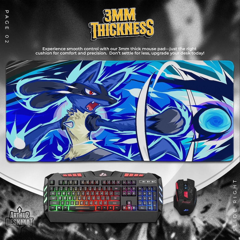 Lucario Pokemon Mouse Pad, Aura Sphere Anime Desk Mat, Fighting Type ...