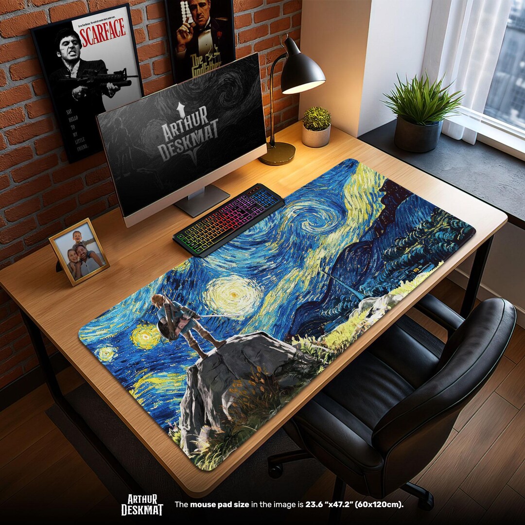 Zelda Starry Night Mouse Pad, Link Hyrule Art Desk Mat, Van Gogh ...