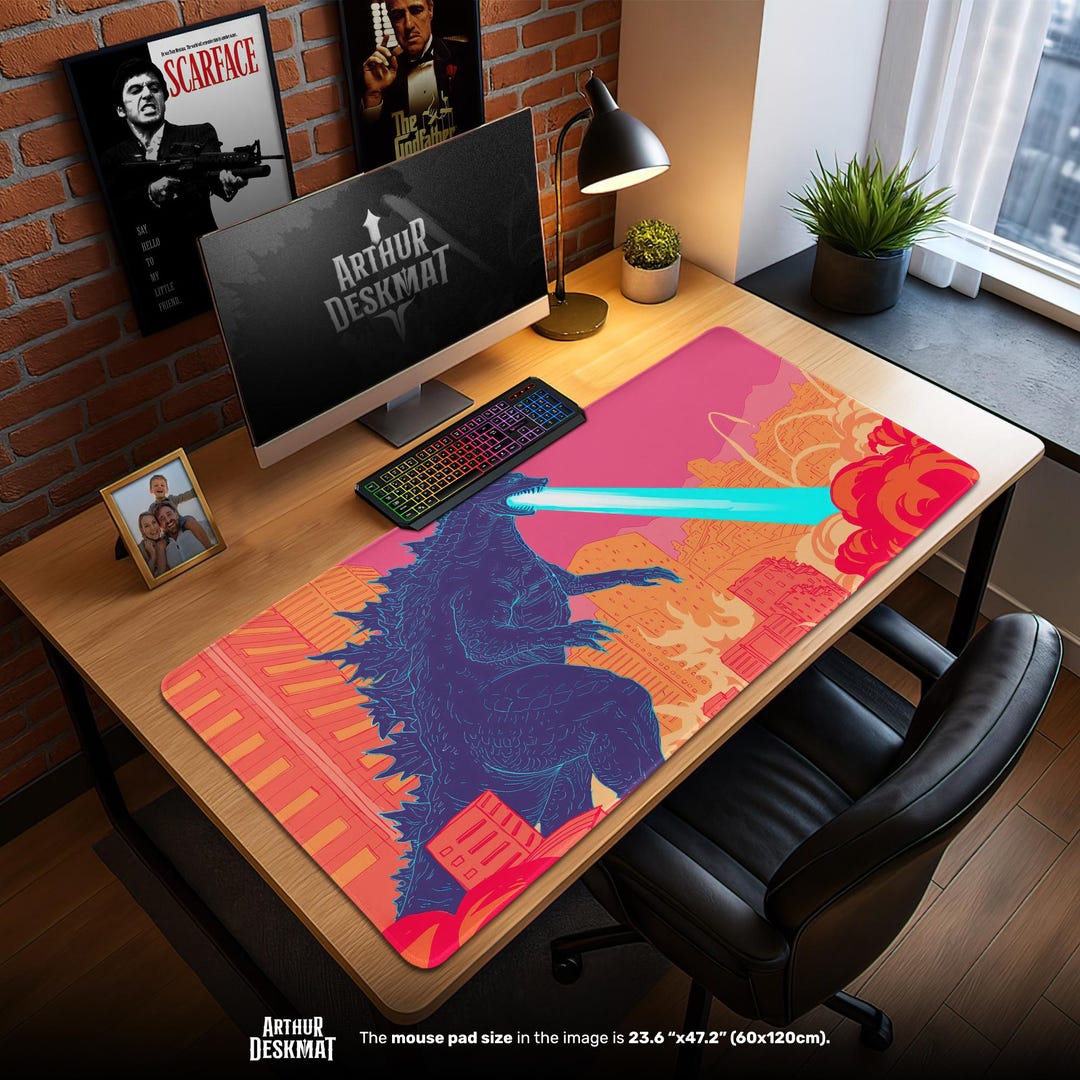 Godzilla Mouse Pad – Atomic Breath Kaiju Desk Mat, Japan Art Gaming ...
