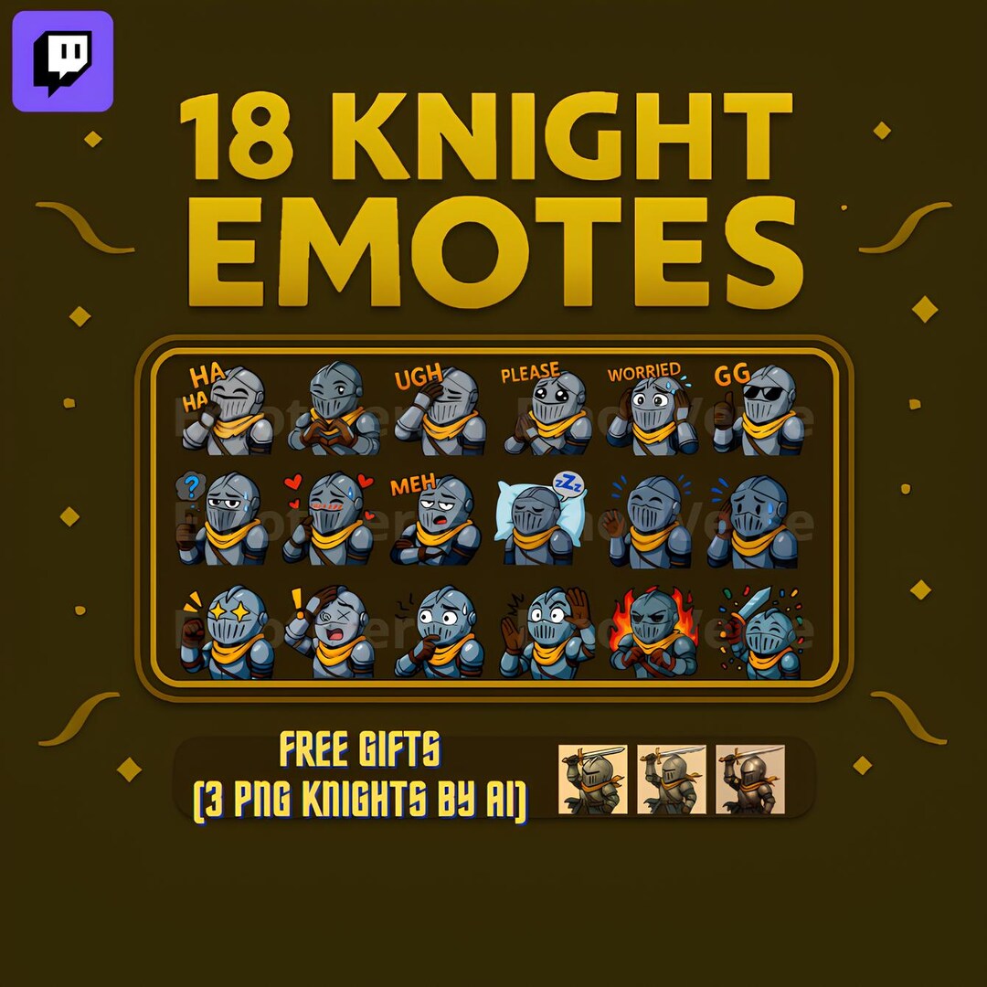 Pack 18 Emotes Streamer Gaming Twitch Knight - Etsy