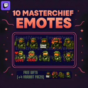 Pack 10 Emotes Streamer Gaming Twitch/discord Halo Master Chief - Etsy