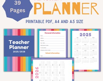 Printable Teacher Planner: Undated Lesson Plans, Student Info (PDF ...