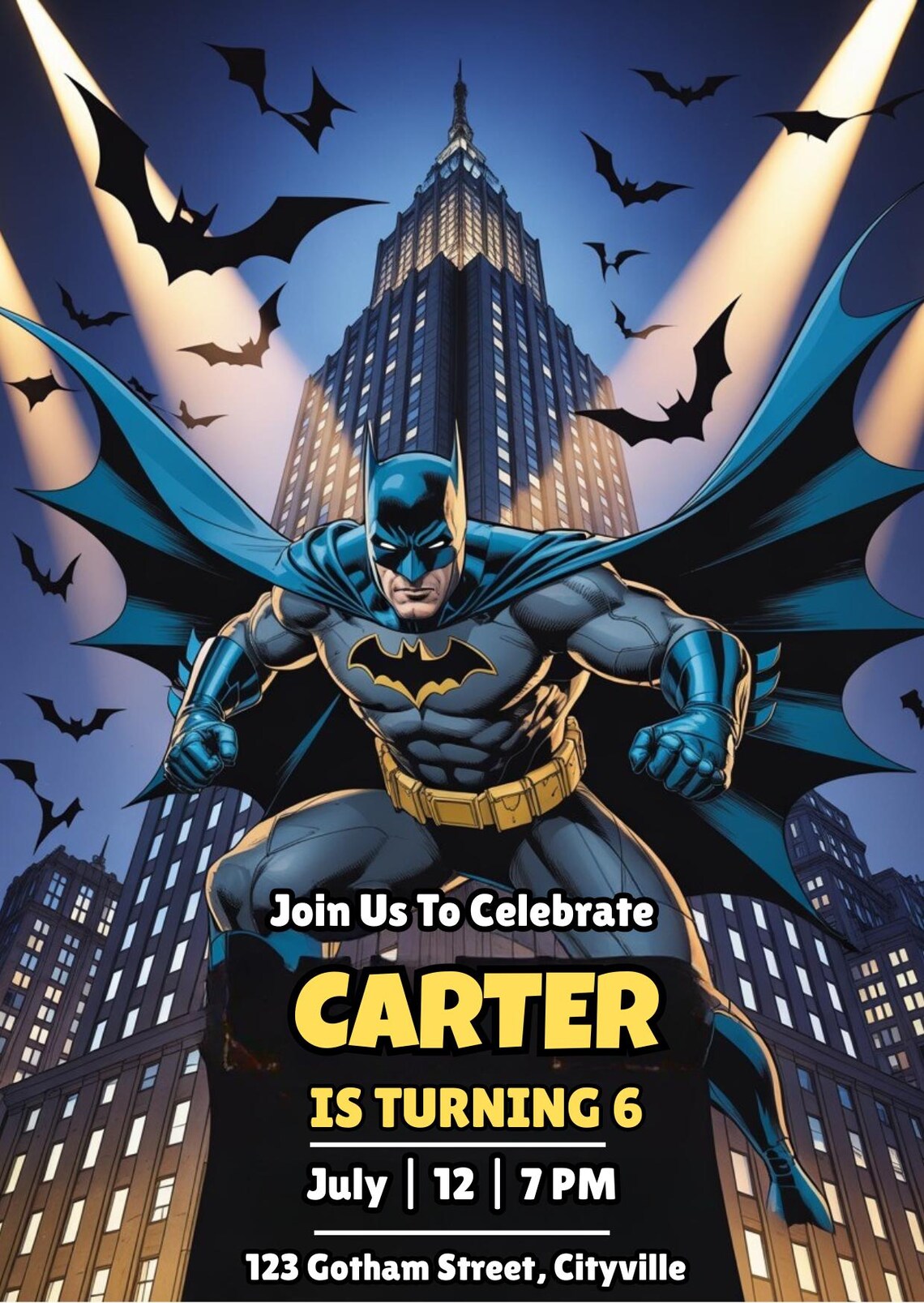 Editable Batman Birthday Invitation | Superhero Party Invite | Editable ...