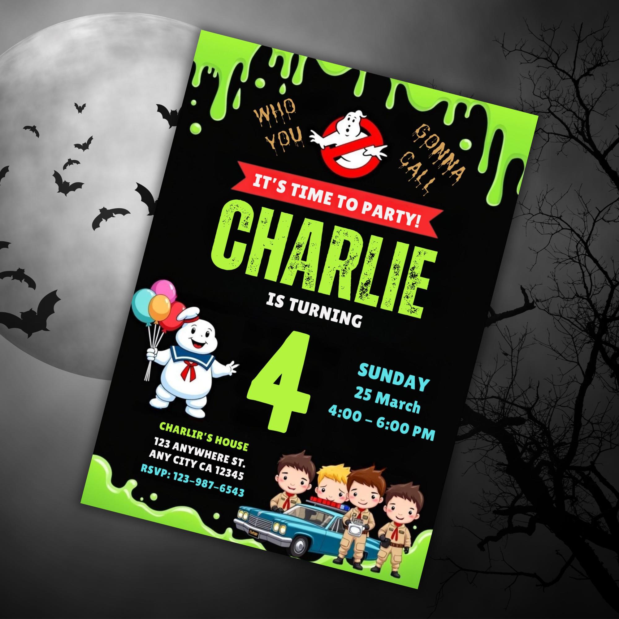 Editable Ghostbusters Birthday Invitation | Printable Ghostbusters ...
