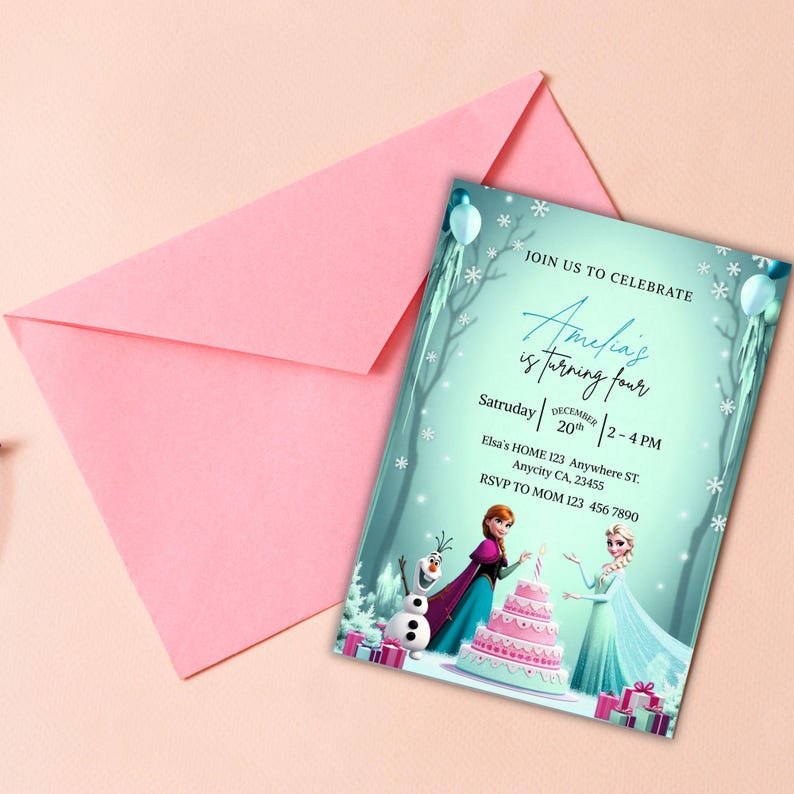 Frozen Any Age Birthday Invitation Frozen Invitation Princess Elsa Anna ...