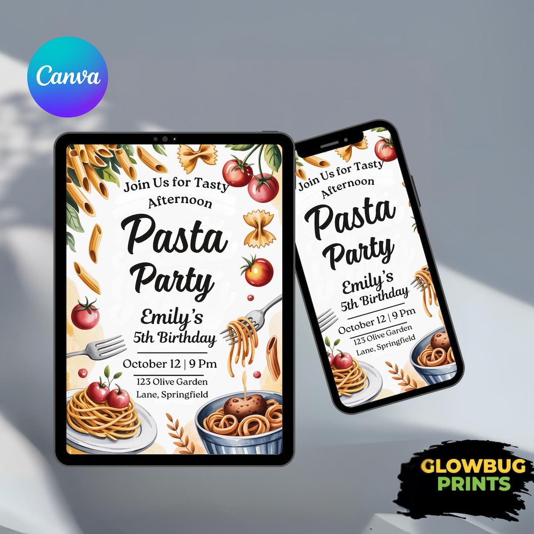 Editable Pasta Party Invitation | Italian Birthday Theme (digital ...