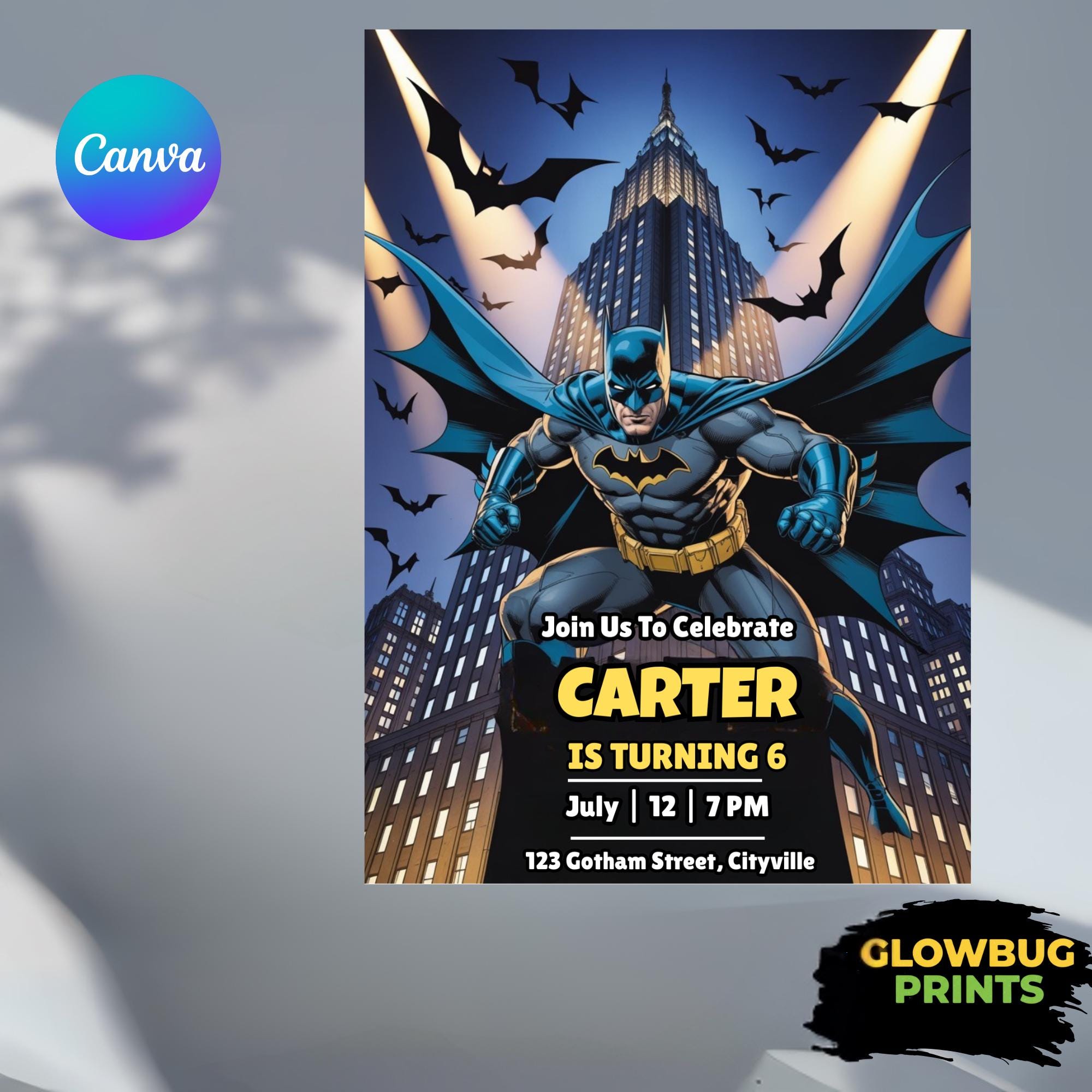 Editable Batman Birthday Invitation | Superhero Party Invite | Editable ...